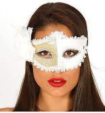 White & Gold Masquerade Mask – Fun Place